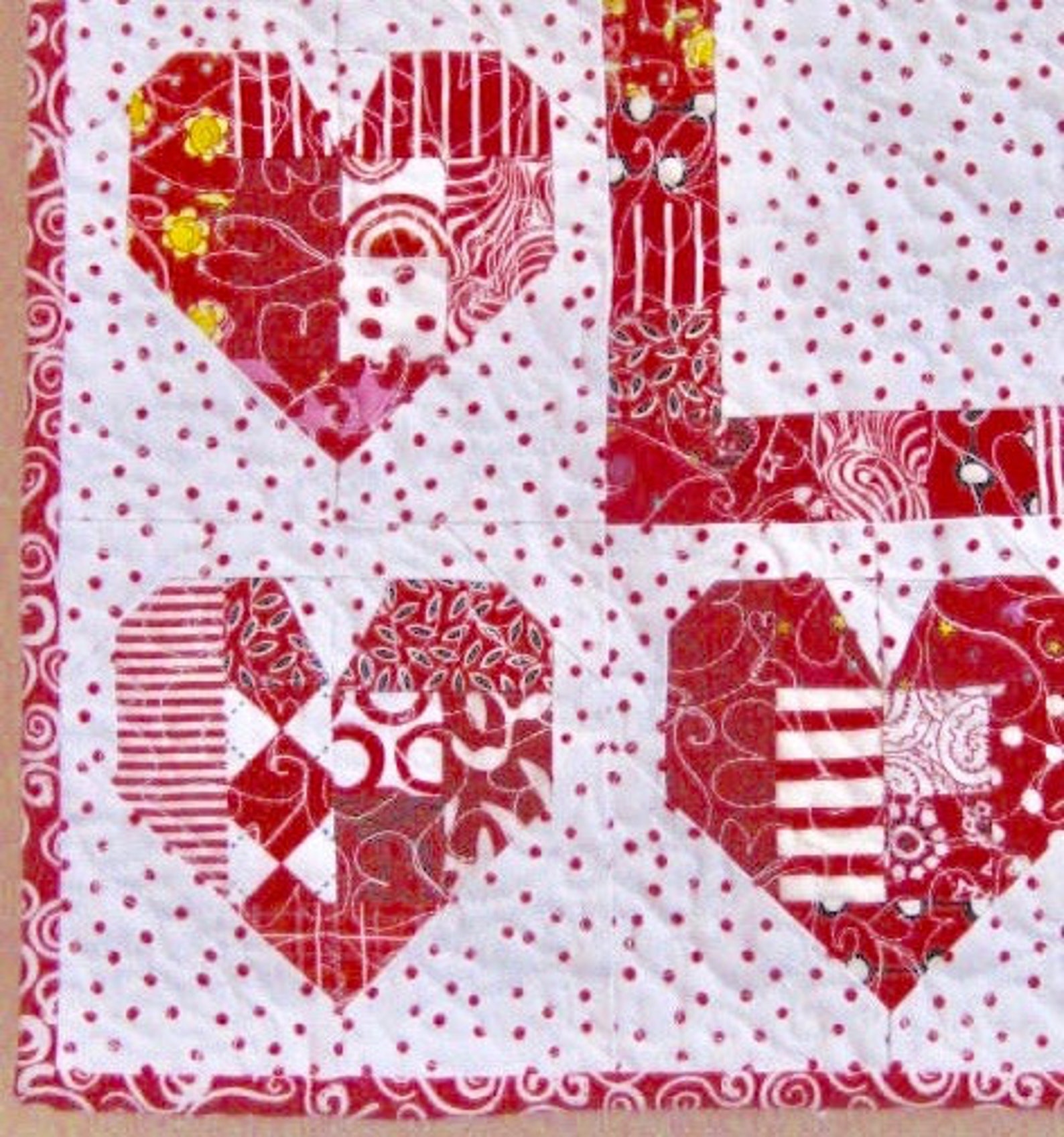 PDF Quilt Pattern -- Digital Pattern for Log Cabin Heart Wall Quilt ...