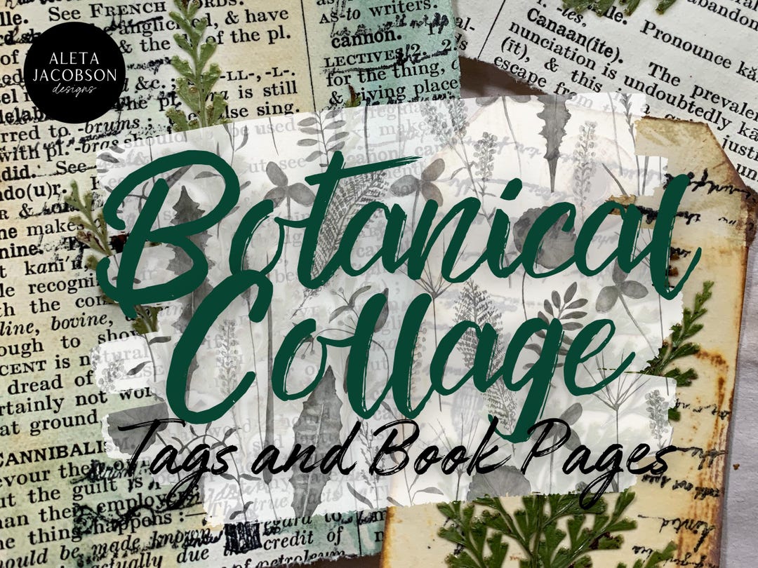 Botanical Collage Gift Tags and Book Pages | Rustic, Nature-inspired ...