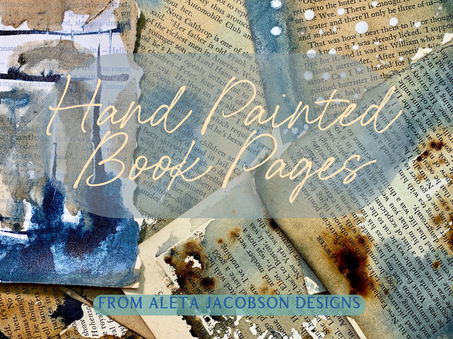 Hand Painted Book Pages | Collage, Vintage Book Pages, Ephemera, Junk ...