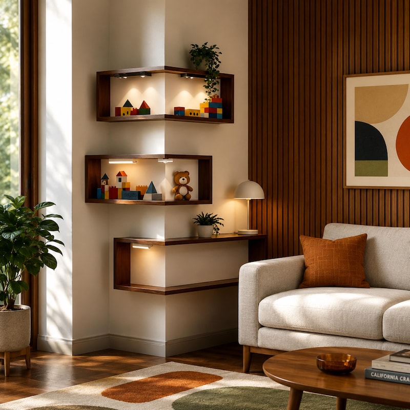 Floating Corner Shelf Led - Etsy