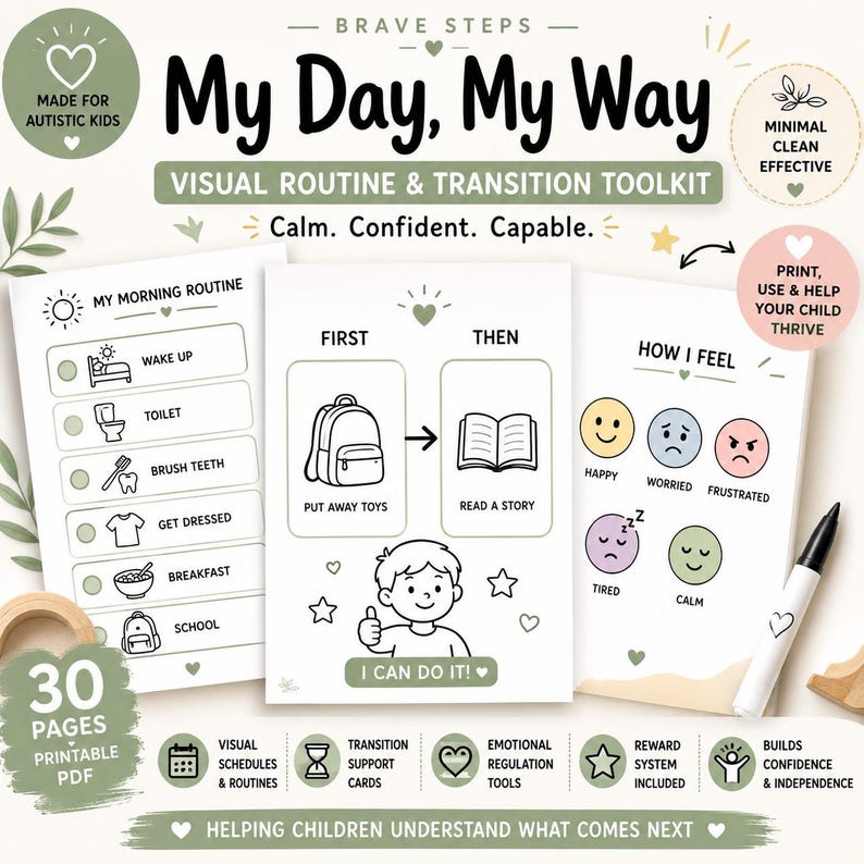 Autism Visual Schedule Printable | First Then Board | Autism Routine ...