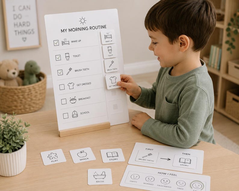 Autism Visual Schedule Printable | First Then Board | Autism Routine ...