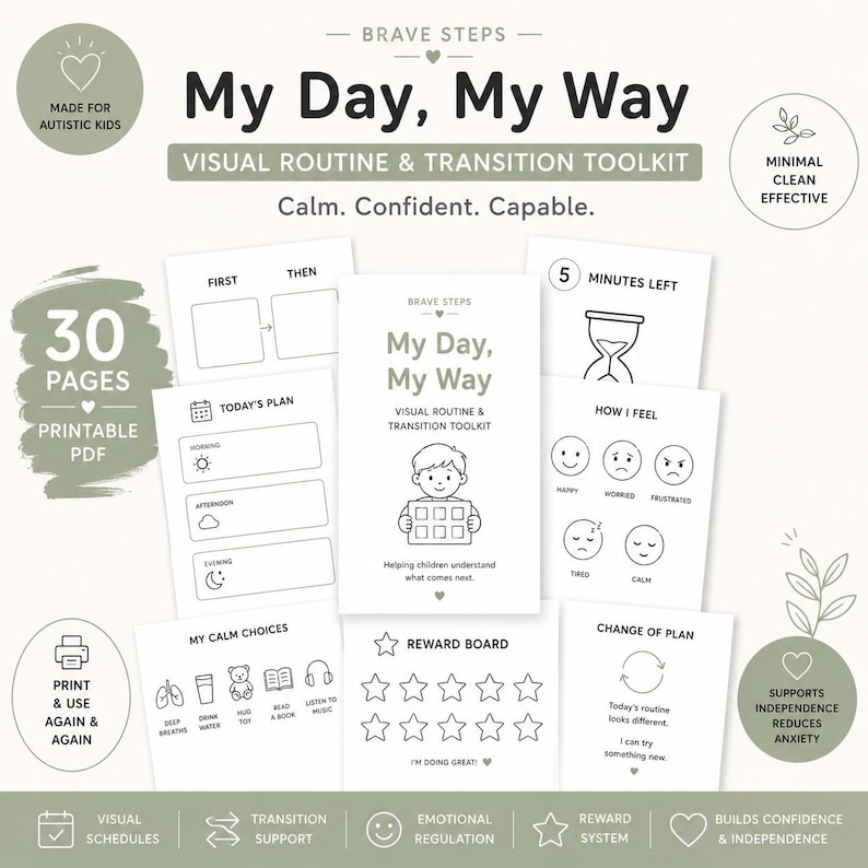 Autism Visual Schedule Printable | First Then Board | Autism Routine ...