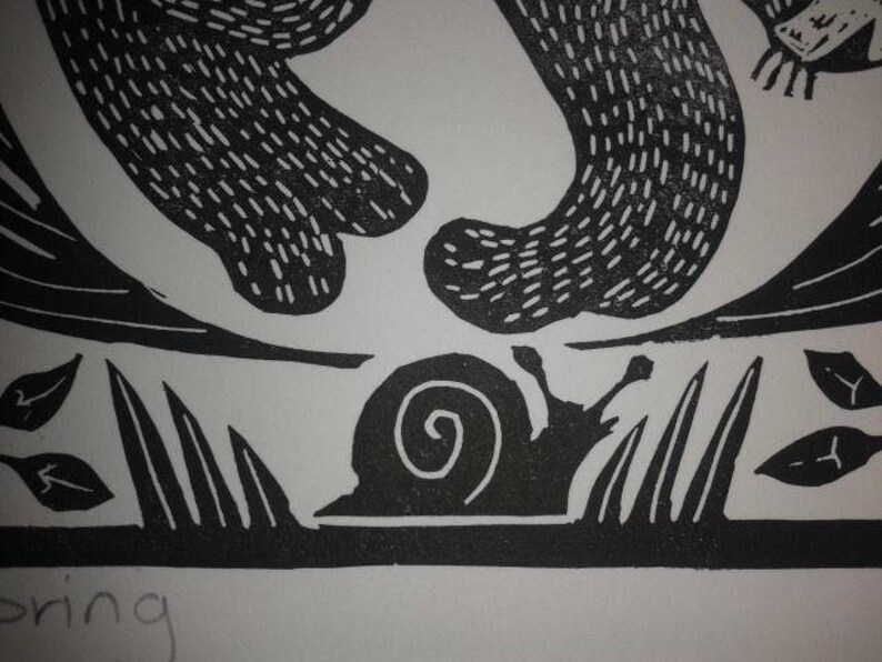 Part 1 of 4 Seasons Series Spring Hare Lino Print Limited - Etsy