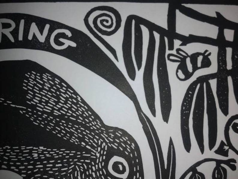 Part 1 of 4 Seasons Series Spring Hare Lino Print Limited - Etsy