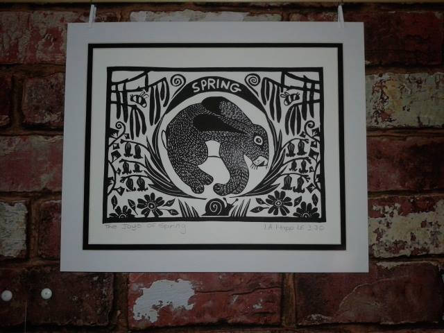Part 1 of 4 Seasons Series Spring Hare Lino Print Limited Edition ...
