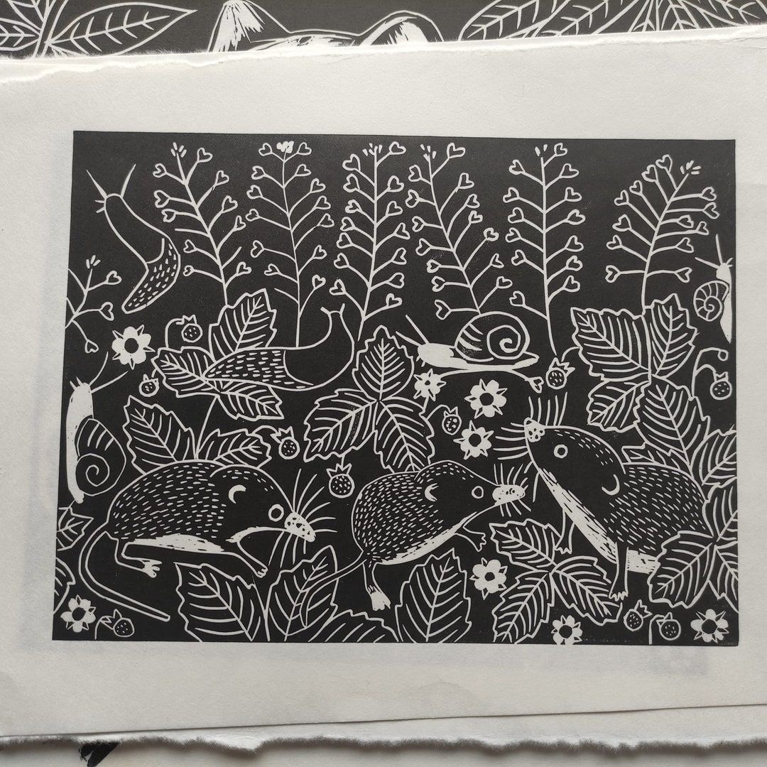 Slugs, Snails and Little Shrews Tails Original Lino Cut Art - Etsy