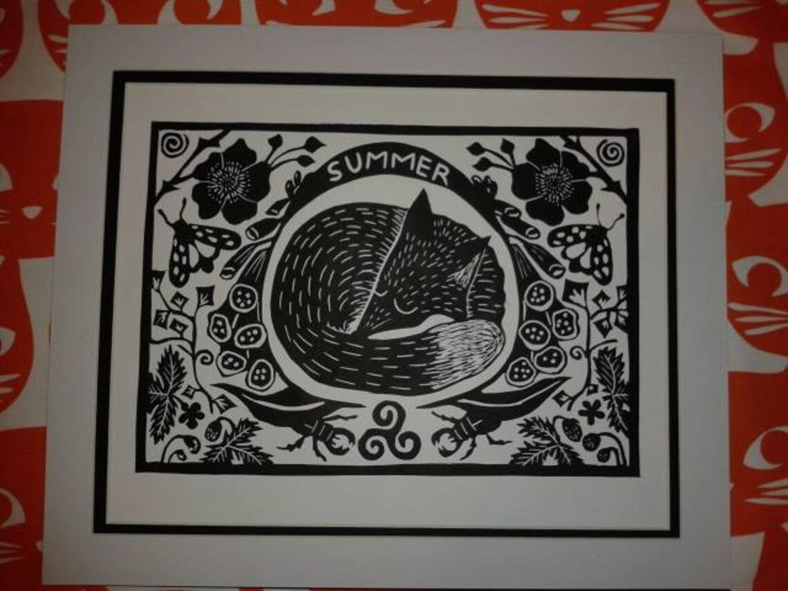Part 2 of 4 Seasons Series Summer Fox Lino Print Limited - Etsy