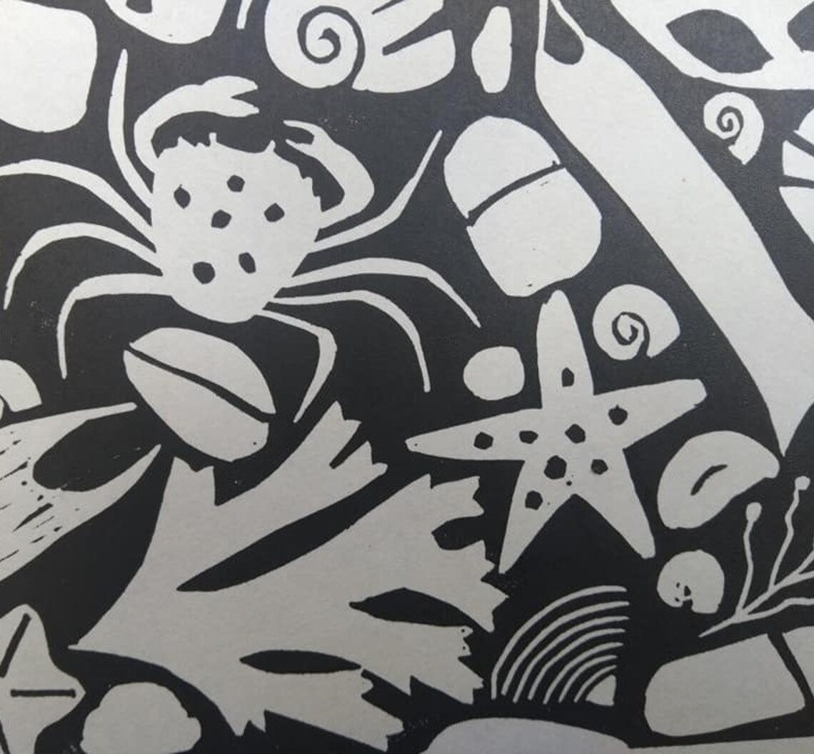 Seashore Original Handmade Linocut Print - Etsy UK