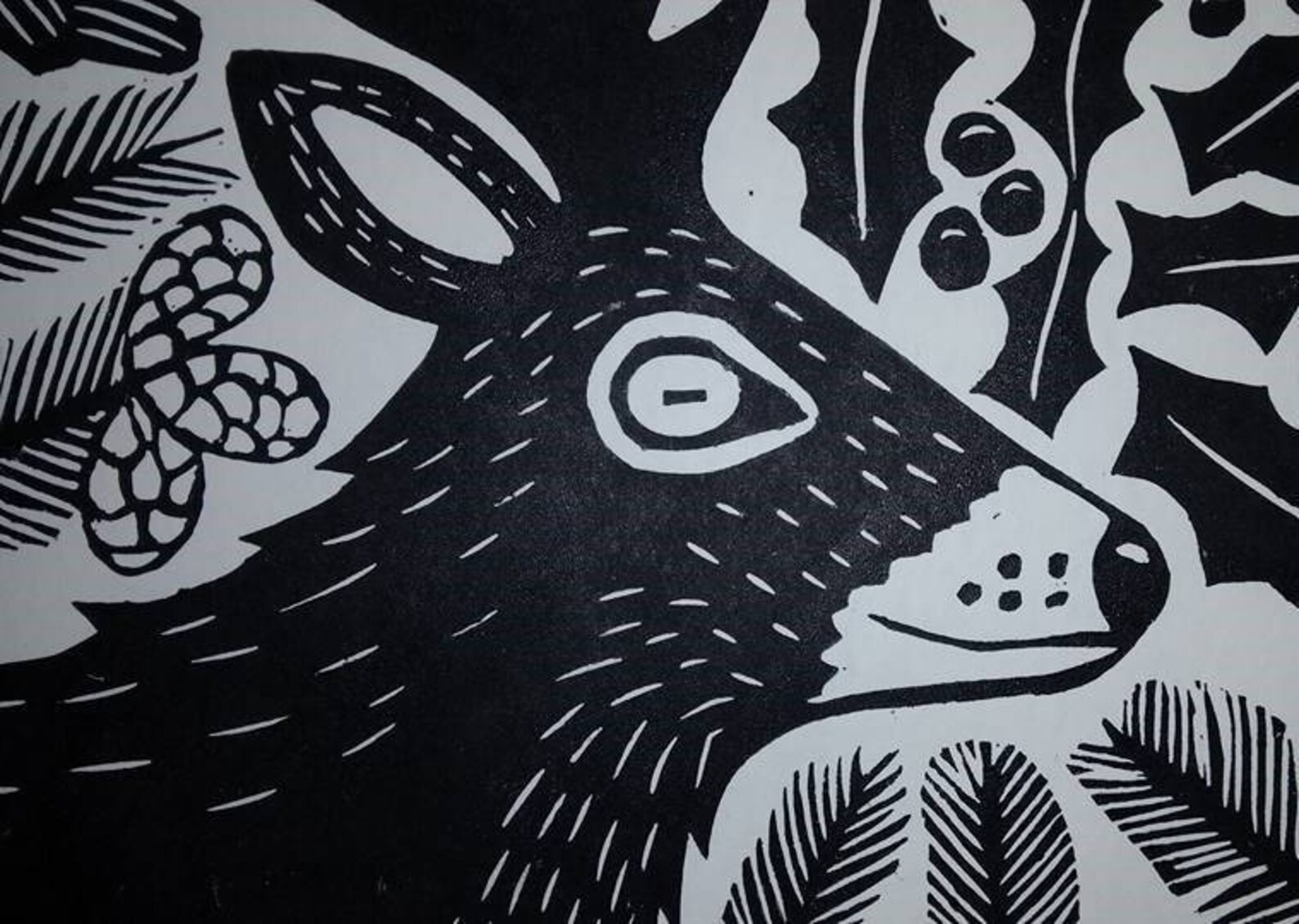 December Red Deer Stag Original Hand Pulled Linocut Limited - Etsy