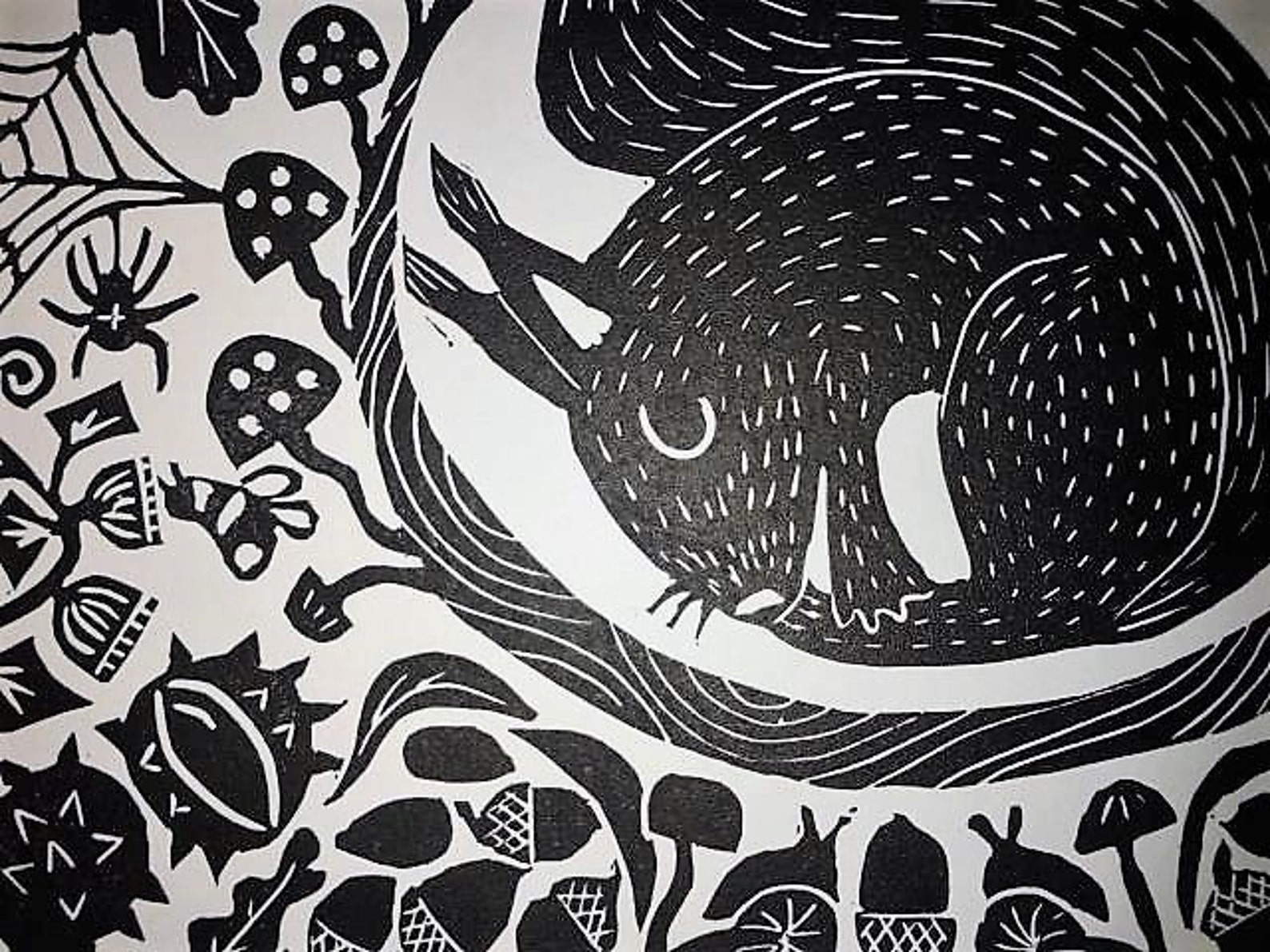 Part 3 of 4 Seasons Series Autumn Squirrel Lino Print Limited Edition ...