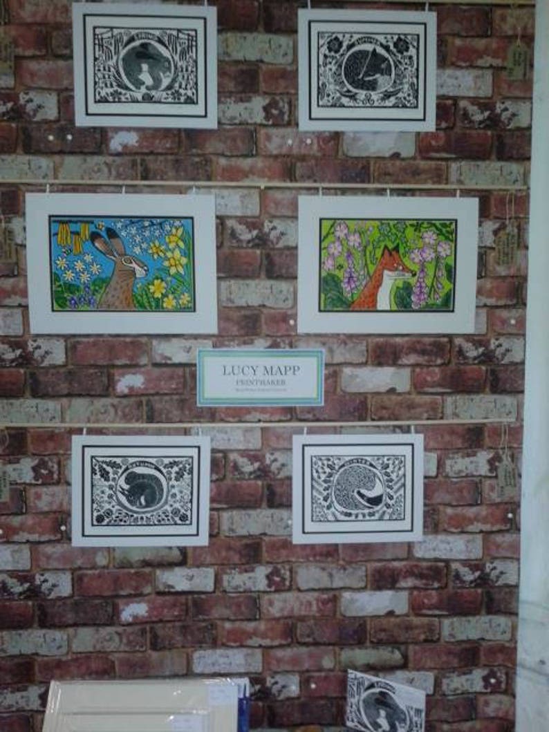 Part 1 of 4 Seasons Series Spring Hare Lino Print Limited Edition ...