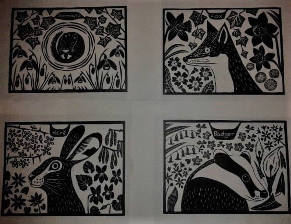 April Badger Original Hand Pulled Linocut Limited Edition - Etsy