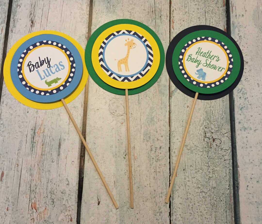 PREPPY JUNGLE SAFARI Happy Birthday or Baby Shower 3 Piece Centerpiece ...