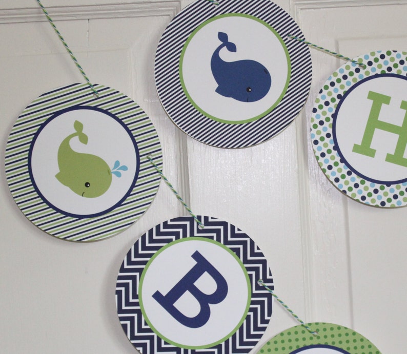 PREPPY WHALE Theme Happy Birthday or Baby Shower Banner Blue - Etsy