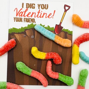 PRINT YOUR OWN I Dig You Gummy Worm Valentine's Day Treat Tags Cards ...