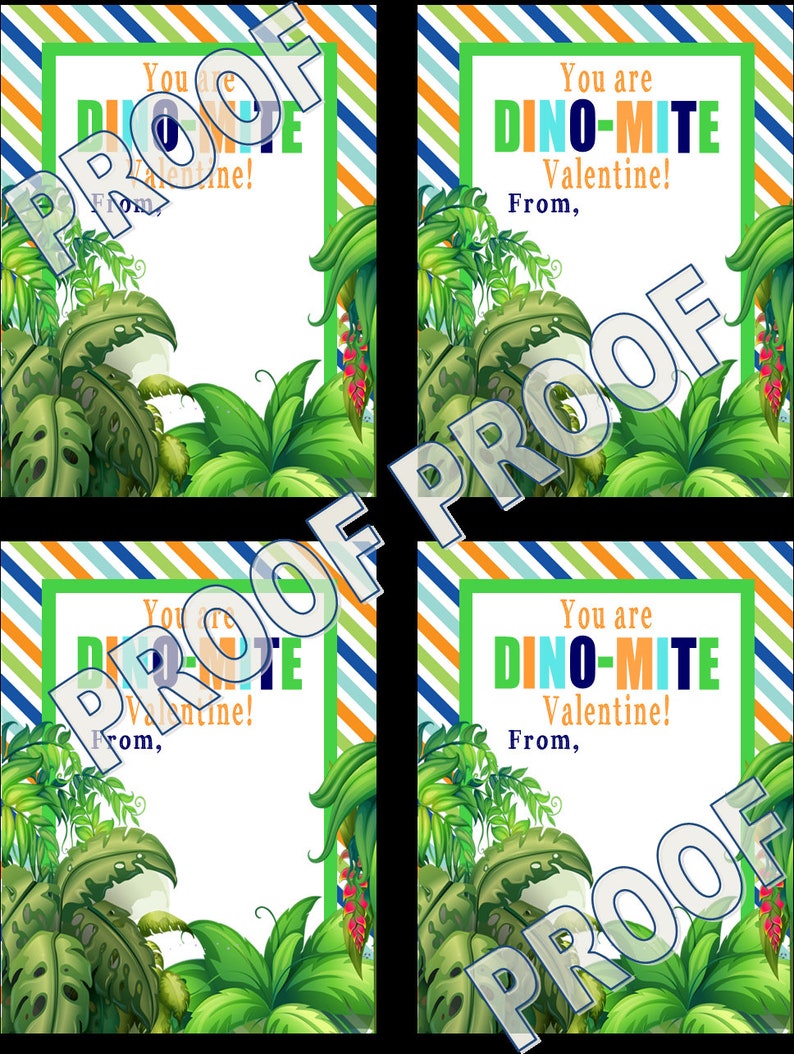 PRINT YOUR OWN Dino-mite Dinosaur Valentine's Day Treat Tags Cards ...
