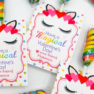 MAGICAL UNICORN Personalized Class Valentines Day PRINTED Tags for Kids ...