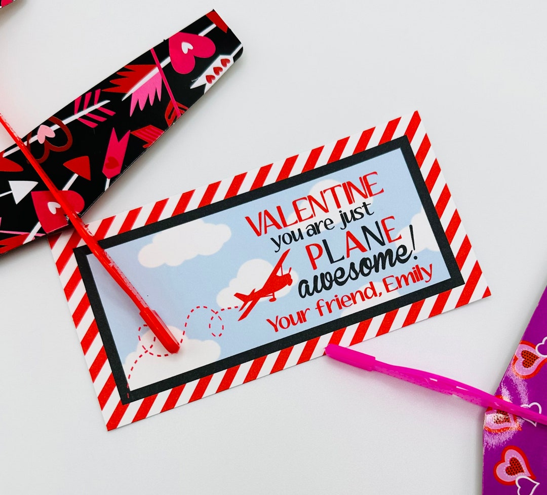 JUST PLANE AWESOME Airplane Valentine's Day Treat Tags Cards Set of 12 ...