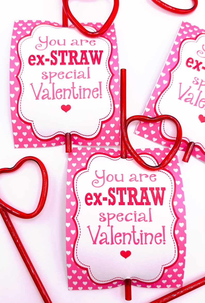 PRINT YOUR OWN Girly Girl Crazy Straw Valentine's Day Treat Tags Cards ...