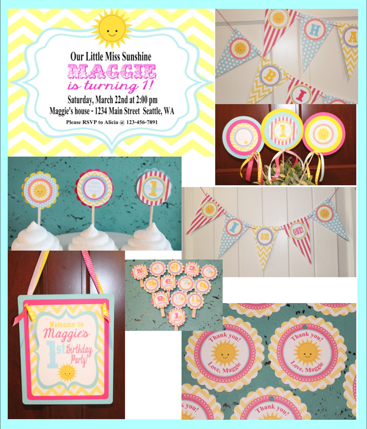 LITTLE MISS SUNSHINE Happy Birthday or Baby Shower Banner - Etsy