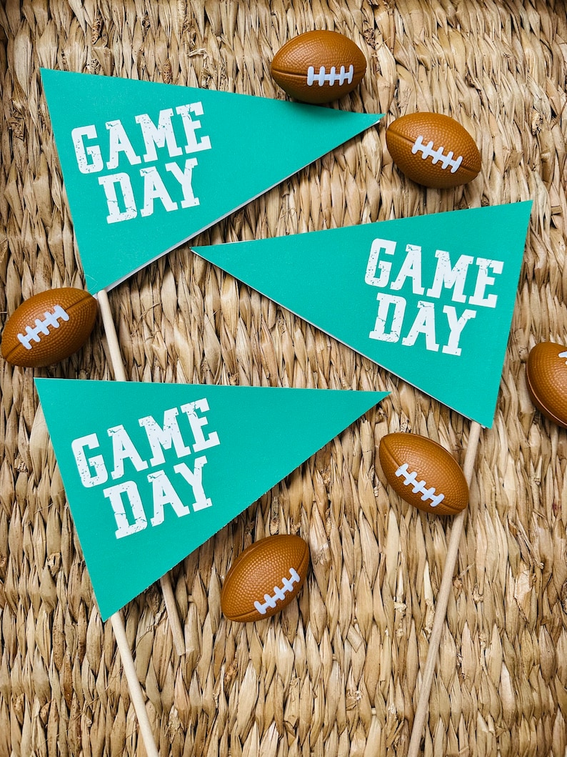 GAME DAY Themed Centerpiece Flags set of 3 Choose Your - Etsy
