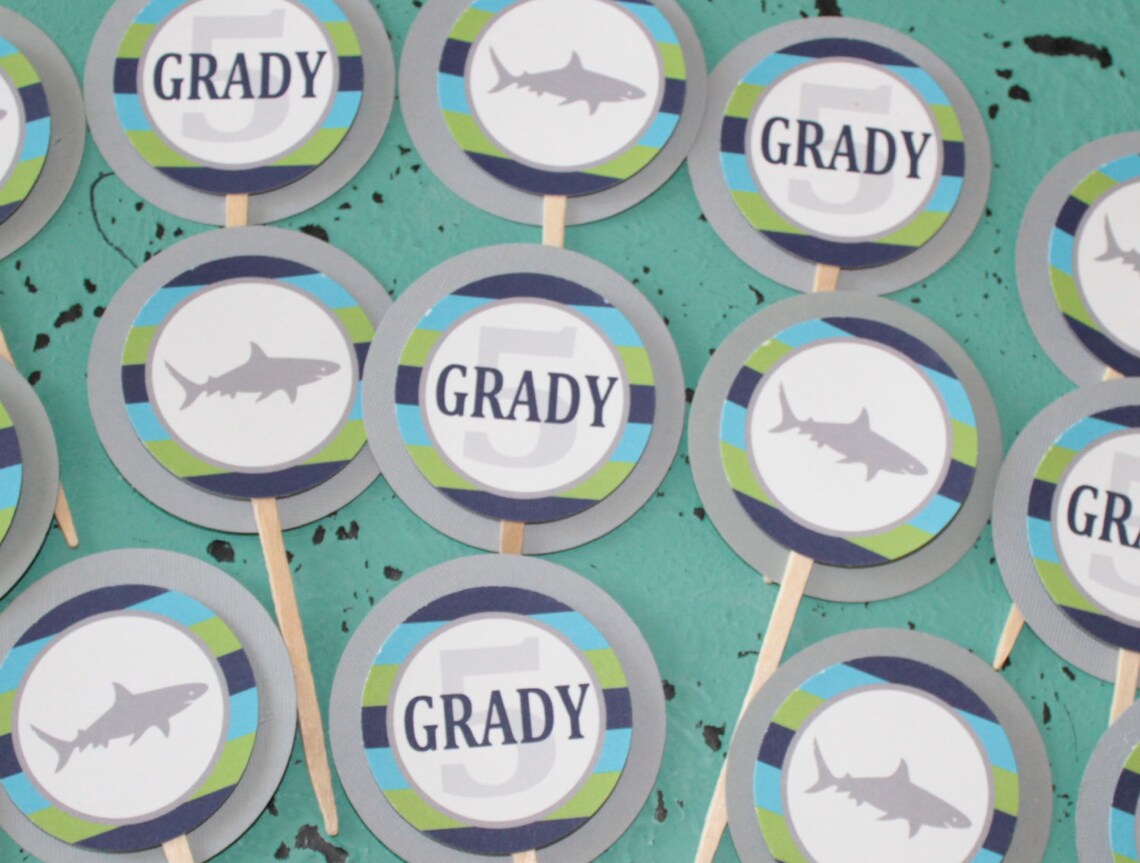 PREPPY SHARK Happy Birthday or Baby Shower Party Cupcake - Etsy