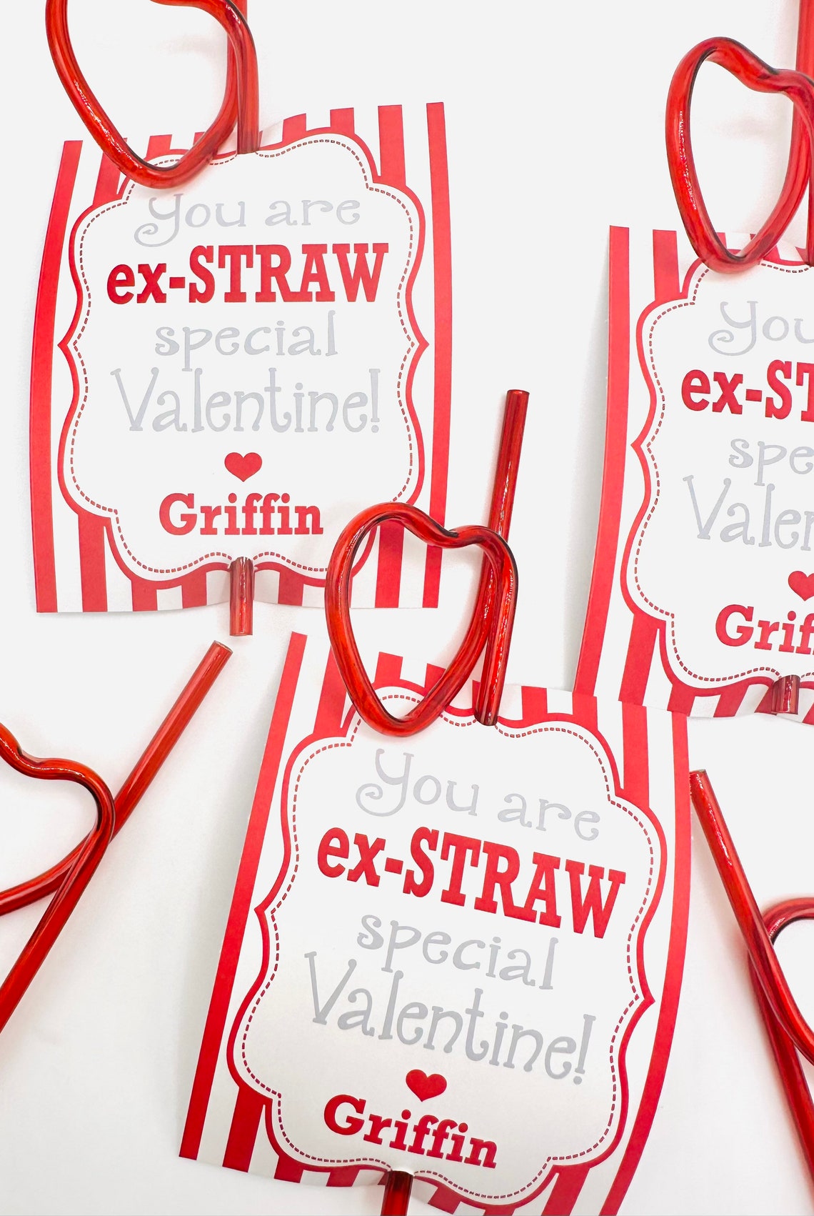 SILLY STRAW Valentine's Day Treat Tags Cards Set of 12 - Etsy