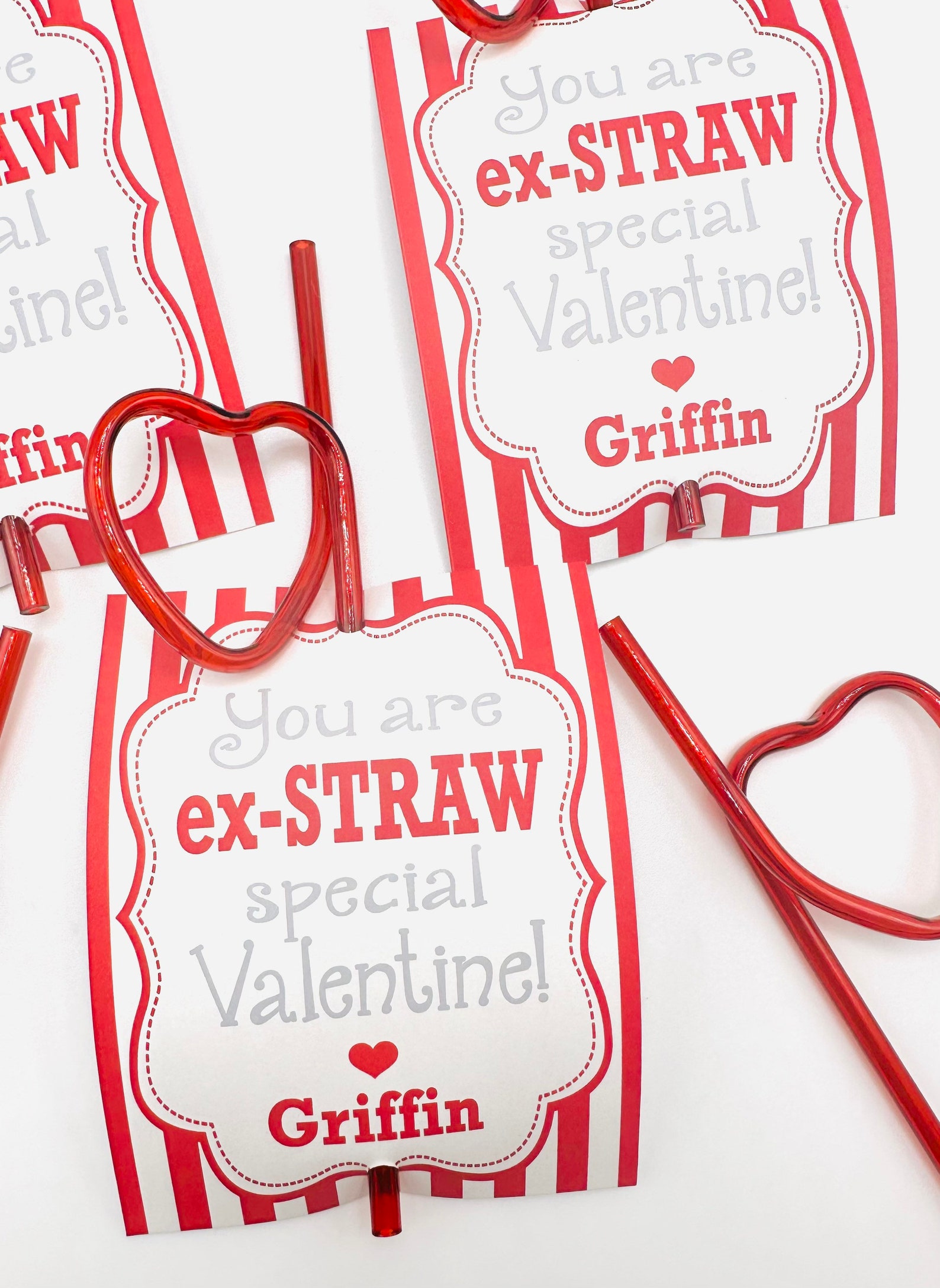 SILLY STRAW Valentine's Day Treat Tags Cards Set of 12 - Etsy