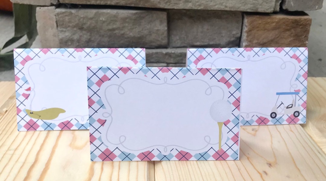 PINK BLUE GOLF Food Labels Table Tents Buffet Cards Signs {set of 8 ...
