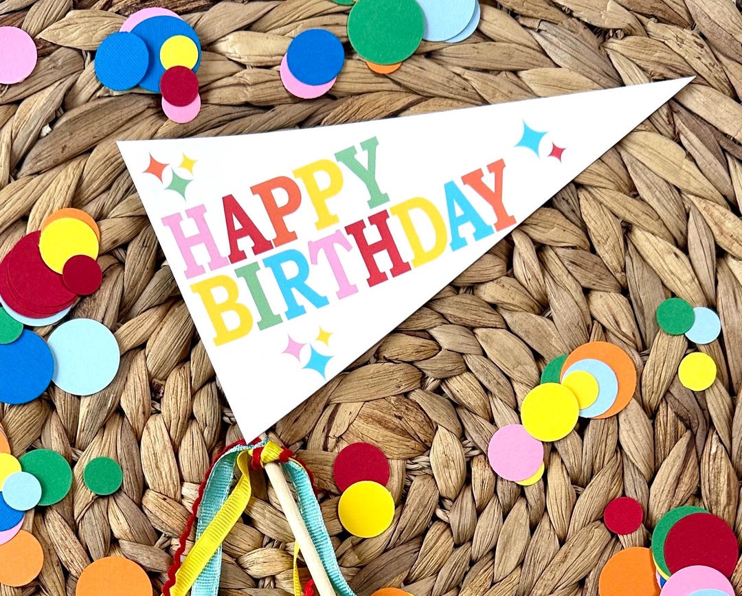 HAPPY BIRTHDAY Pennant Flag Cake Topper Centerpiece Photo Prop - Etsy