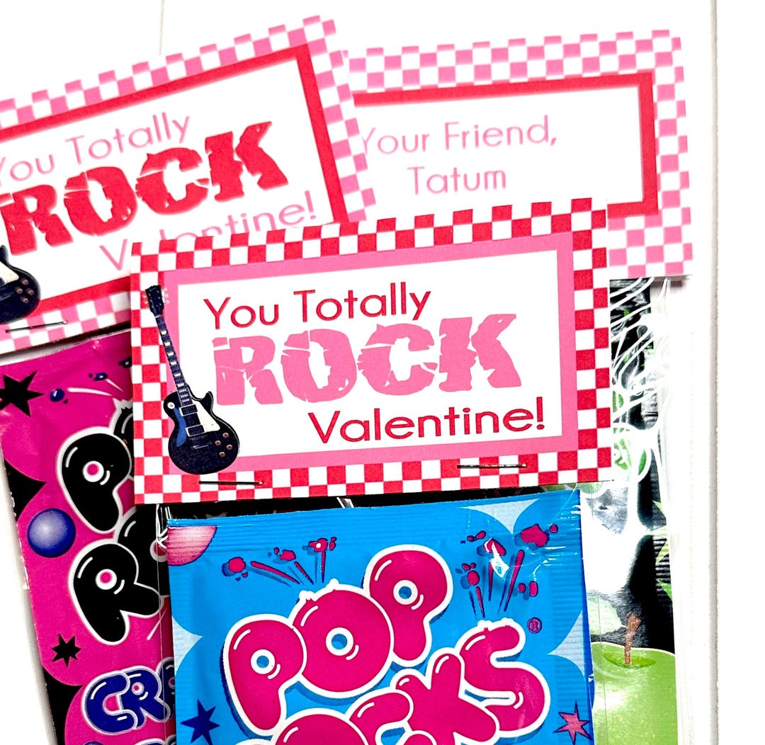 YOU ROCK VALENTINE Valentine's Day Treat Tags Cards Set of 12 {one ...