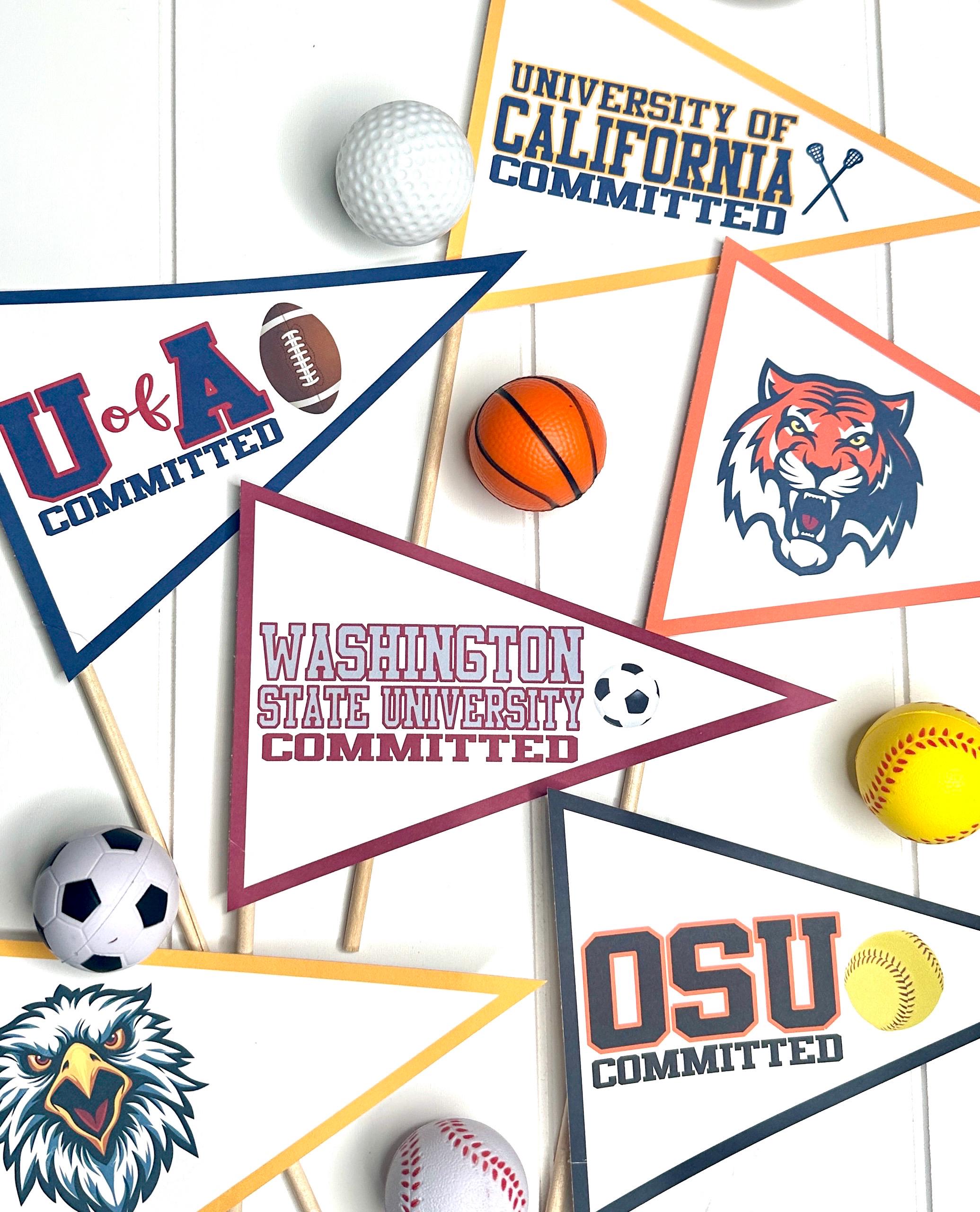 COLLEGE SIGNING DAY Graduation Party Centerpiece Pennant Flags Set of 2 ...