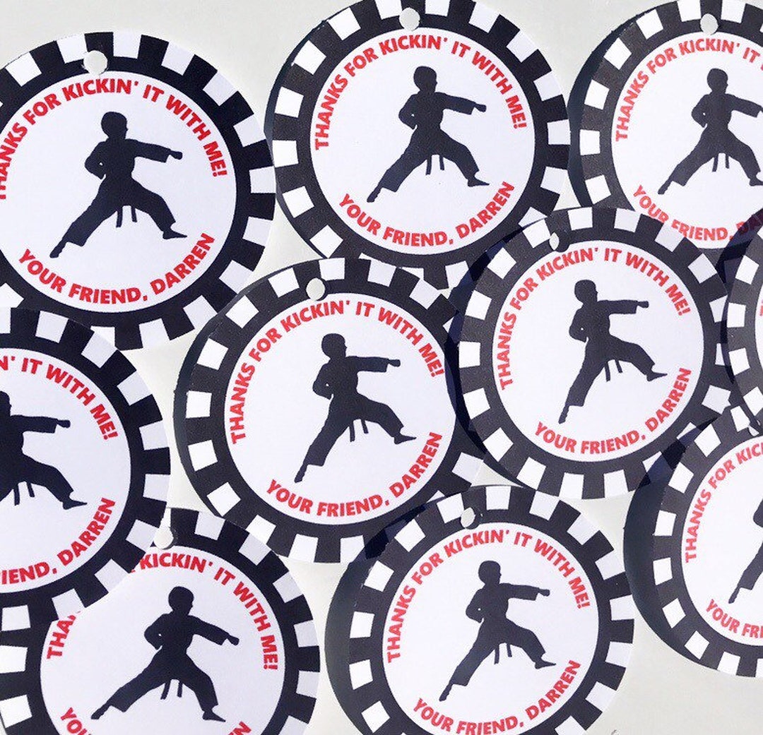 KARATE Theme Happy Birthday Party Favor Tags or Stickers 12 one Dozen ...