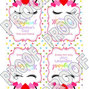 PRINT YOUR OWN Magical Rainbow Unicorn Valentine's Day Treat Tags Cards ...