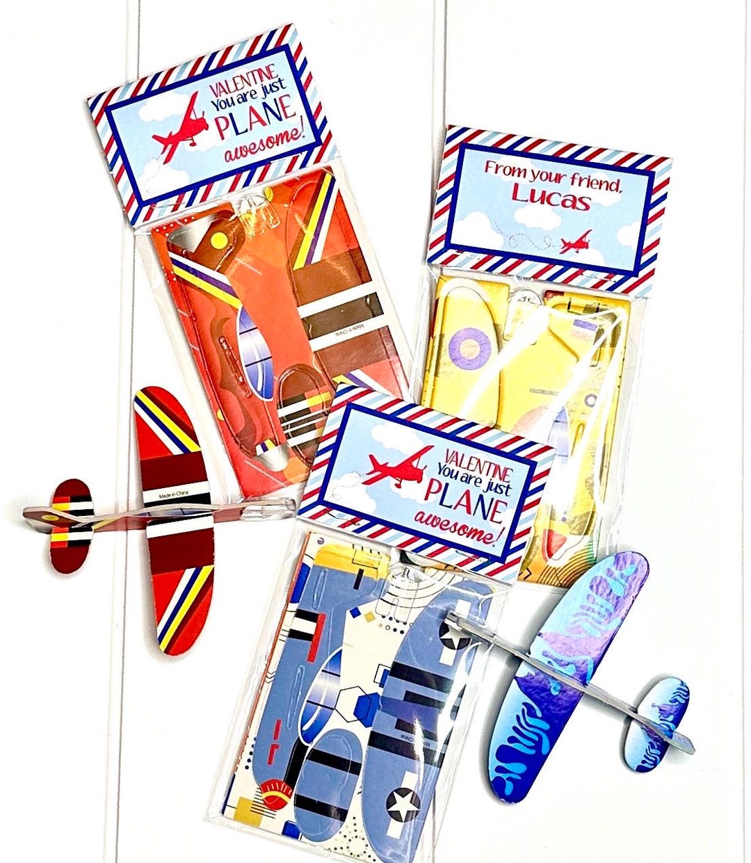 AIRPLANE Personalized Class Valentines Day PRINTED Tags for Kids - Etsy