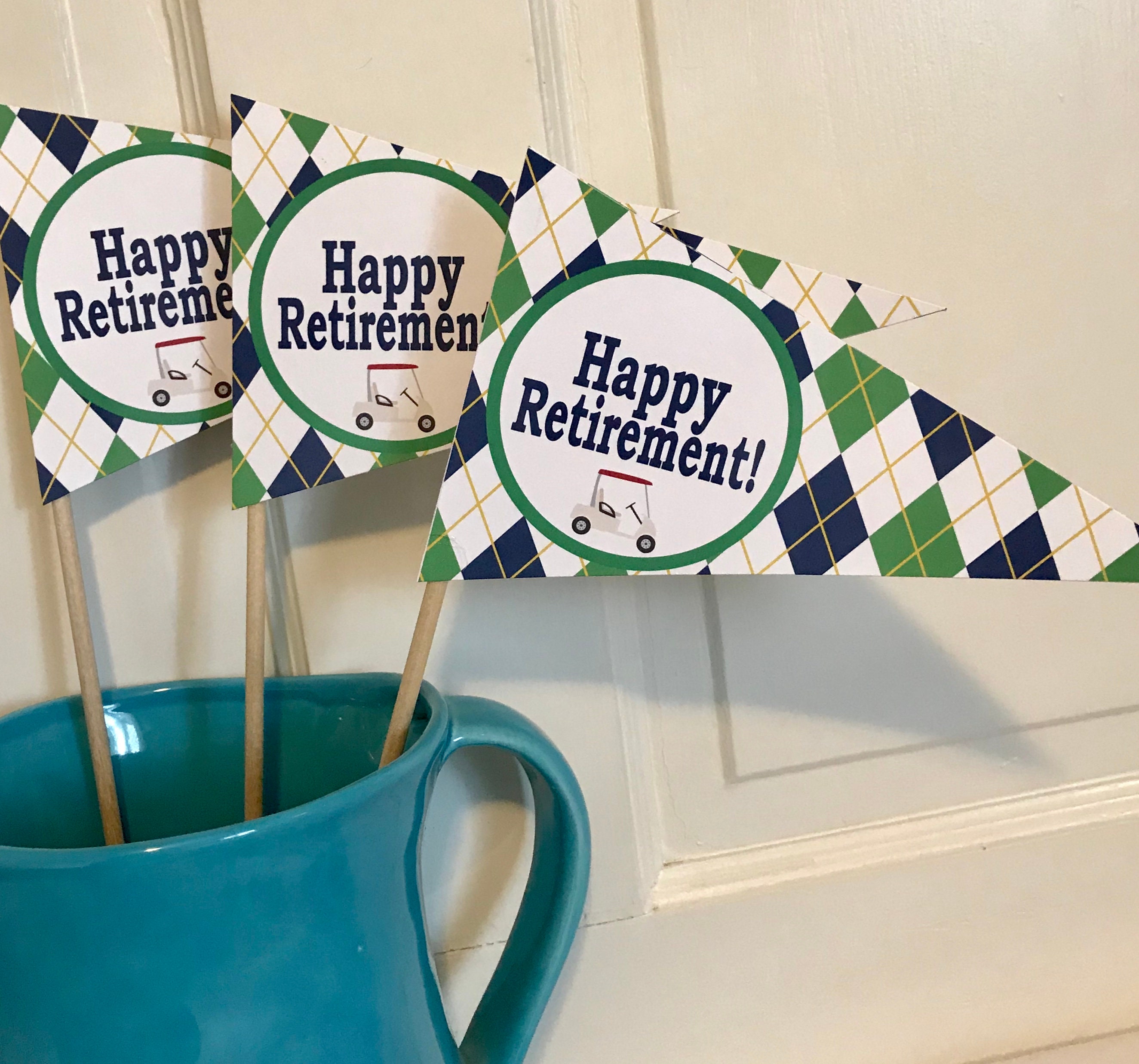 PREPPY ARGYLE GOLF Happy Retirement Centerpiece Flags Pennants - Etsy ...