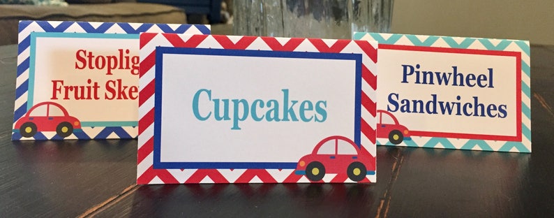 LITTLE CAR Food Labels Table Tents Buffet Cards Signs set of | Etsy