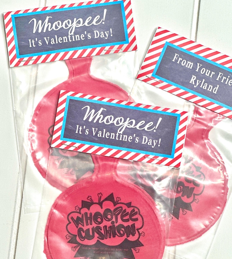 WHOOPEE CUSHION Personalized Class Valentines Day PRINTED Tags for Kids ...