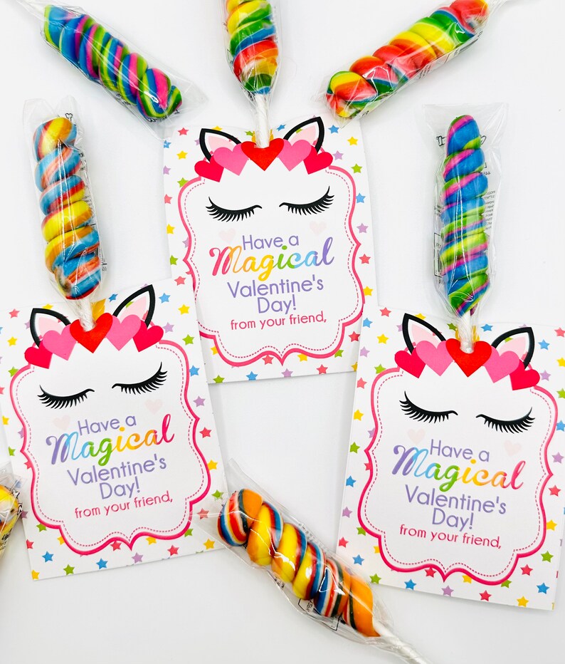 PRINT YOUR OWN Magical Unicorn Class Valentines Day Tags for Kids ...