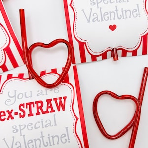 PRINT YOUR OWN Silly Straw Valentine's Day Treat Tags Cards Digital ...