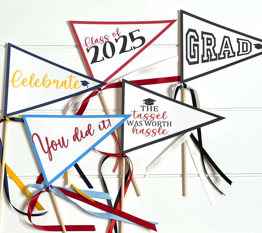 GRADUATION Centerpiece Pennant Flag Choose Your School Colors - Etsy