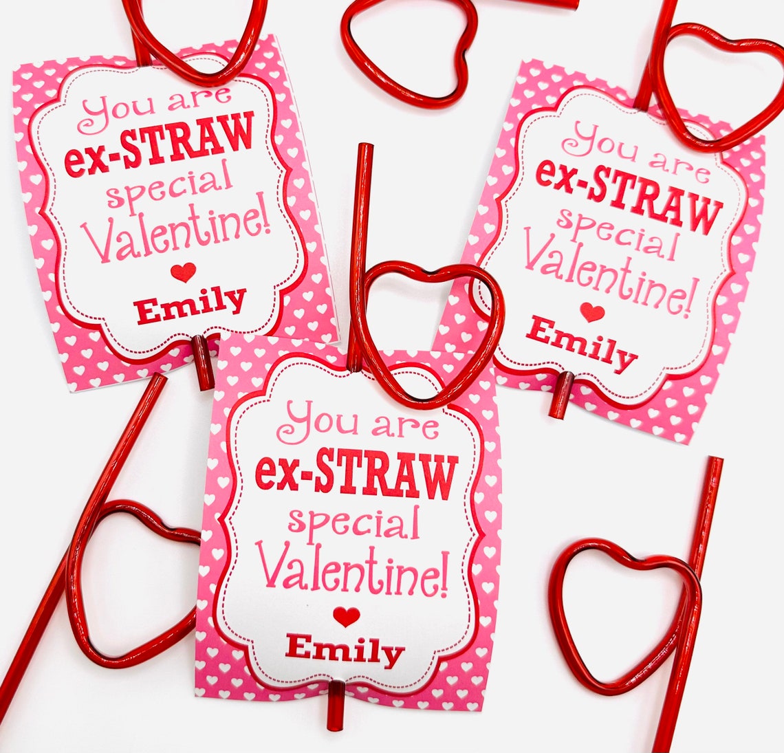 GIRLY SILLY STRAW Valentine's Day Treat Tags Cards Set of - Etsy