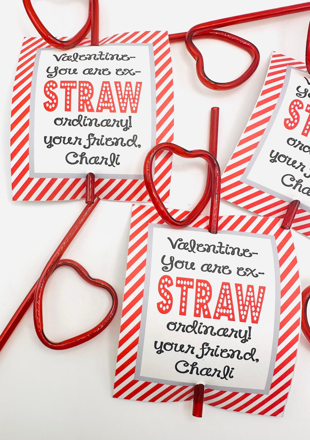 SILLY STRAW Ex-straw Ordinary Valentine's Day Treat Tags Cards Set of ...