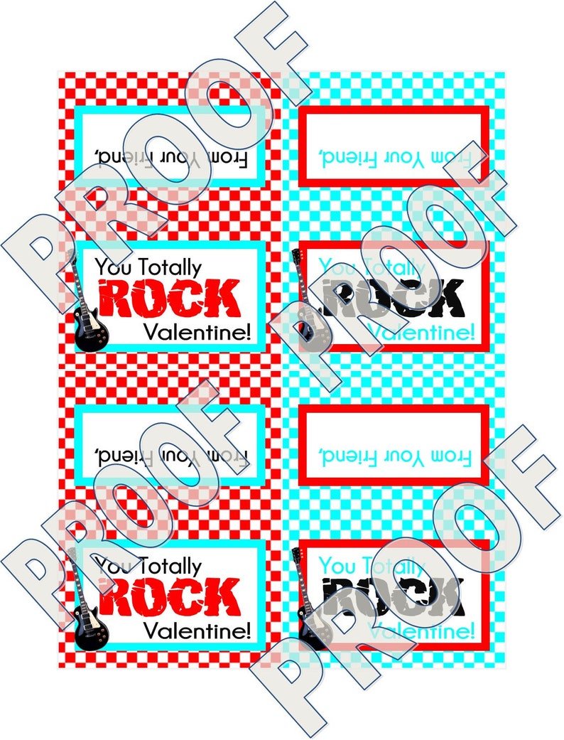 PRINT YOUR OWN You Rock Valentine's Day Treat Tags Cards - Etsy