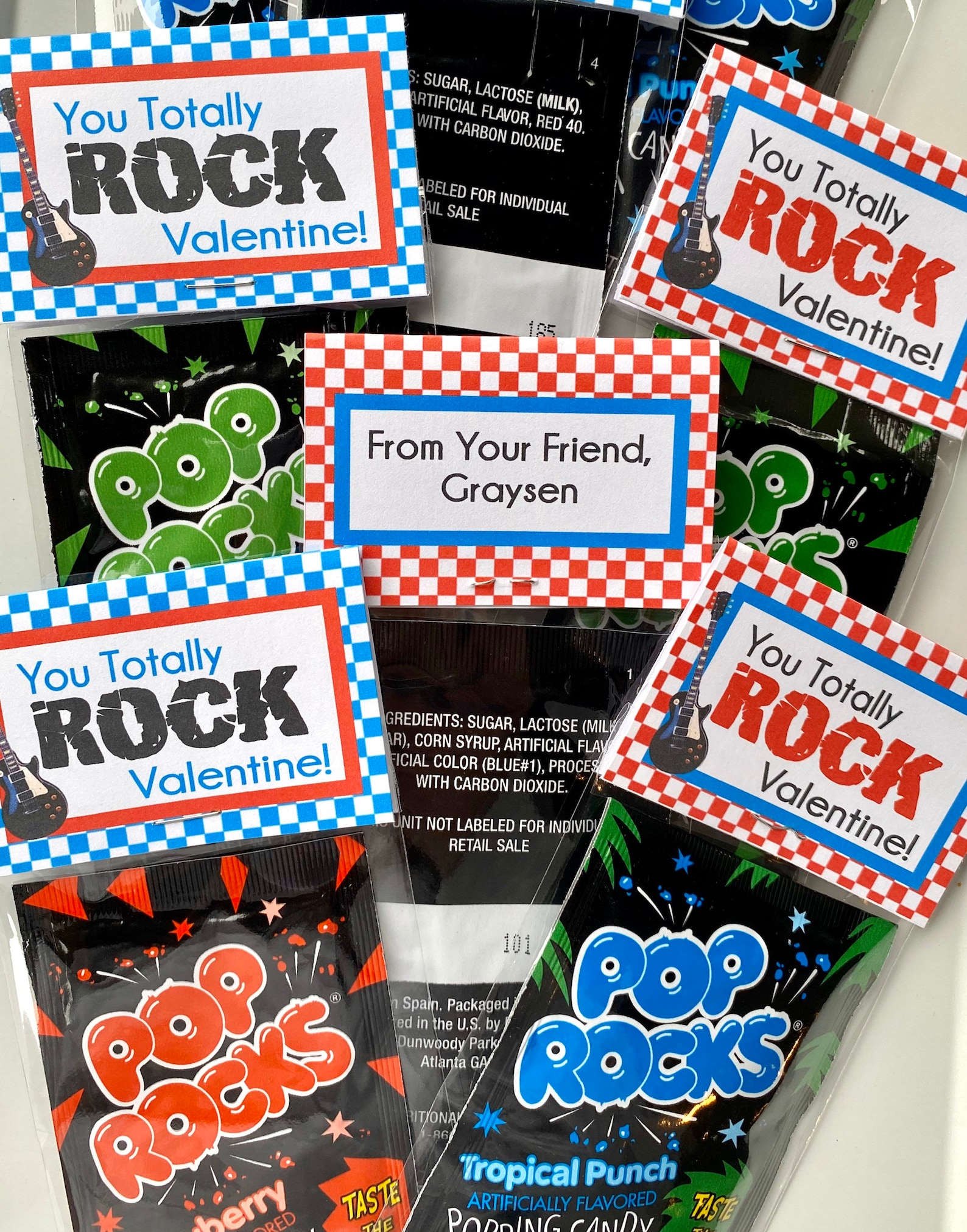YOU ROCK Personalized Class Valentines Day PRINTED Tags for Kids - Etsy