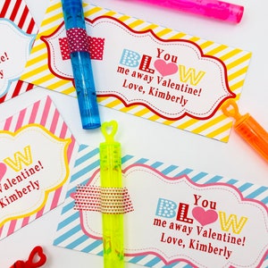 You BLOW ME AWAY Bubble Valentine's Day Treat Tags Cards Set of 12 {one ...