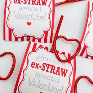 PRINT YOUR OWN Silly Straw Valentine's Day Treat Tags Cards Digital ...