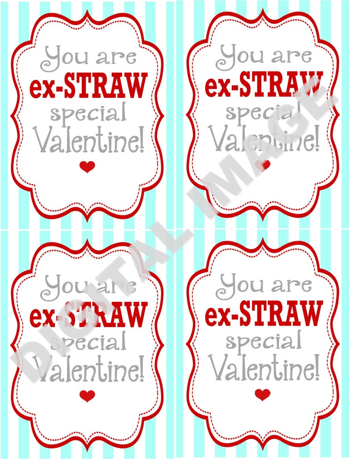PRINT YOUR OWN Silly Straw Valentine's Day Treat Tags - Etsy