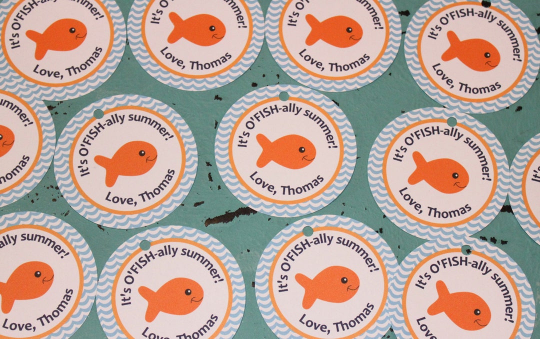 O'FISH'ALLY GOLDFISH First or Last Day of School Favor Tags or Stickers ...